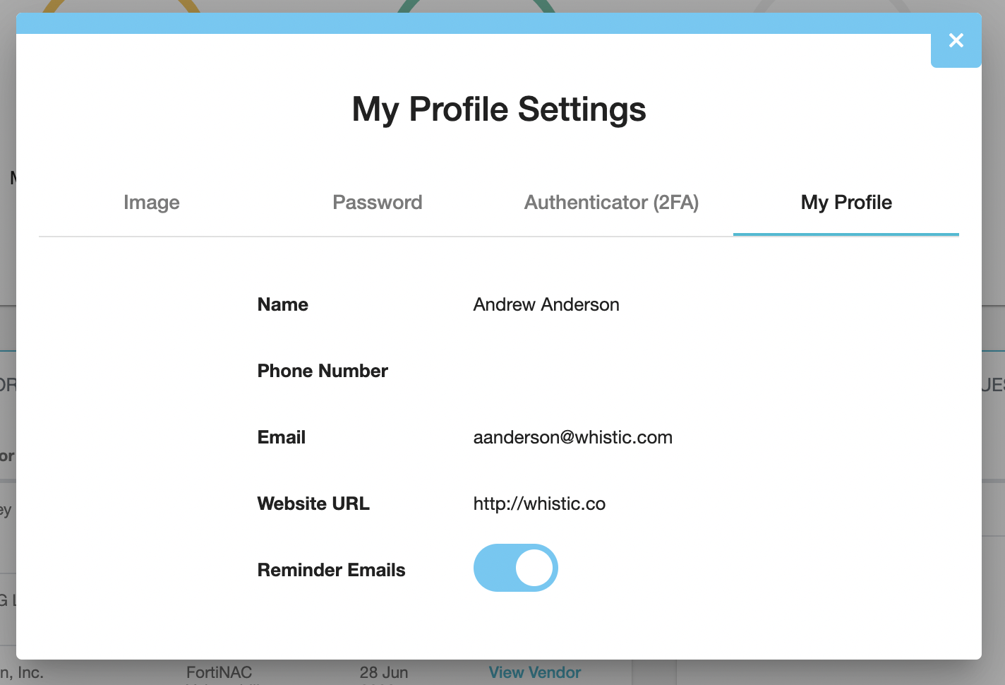 Manage My Profile Settings – Whistic