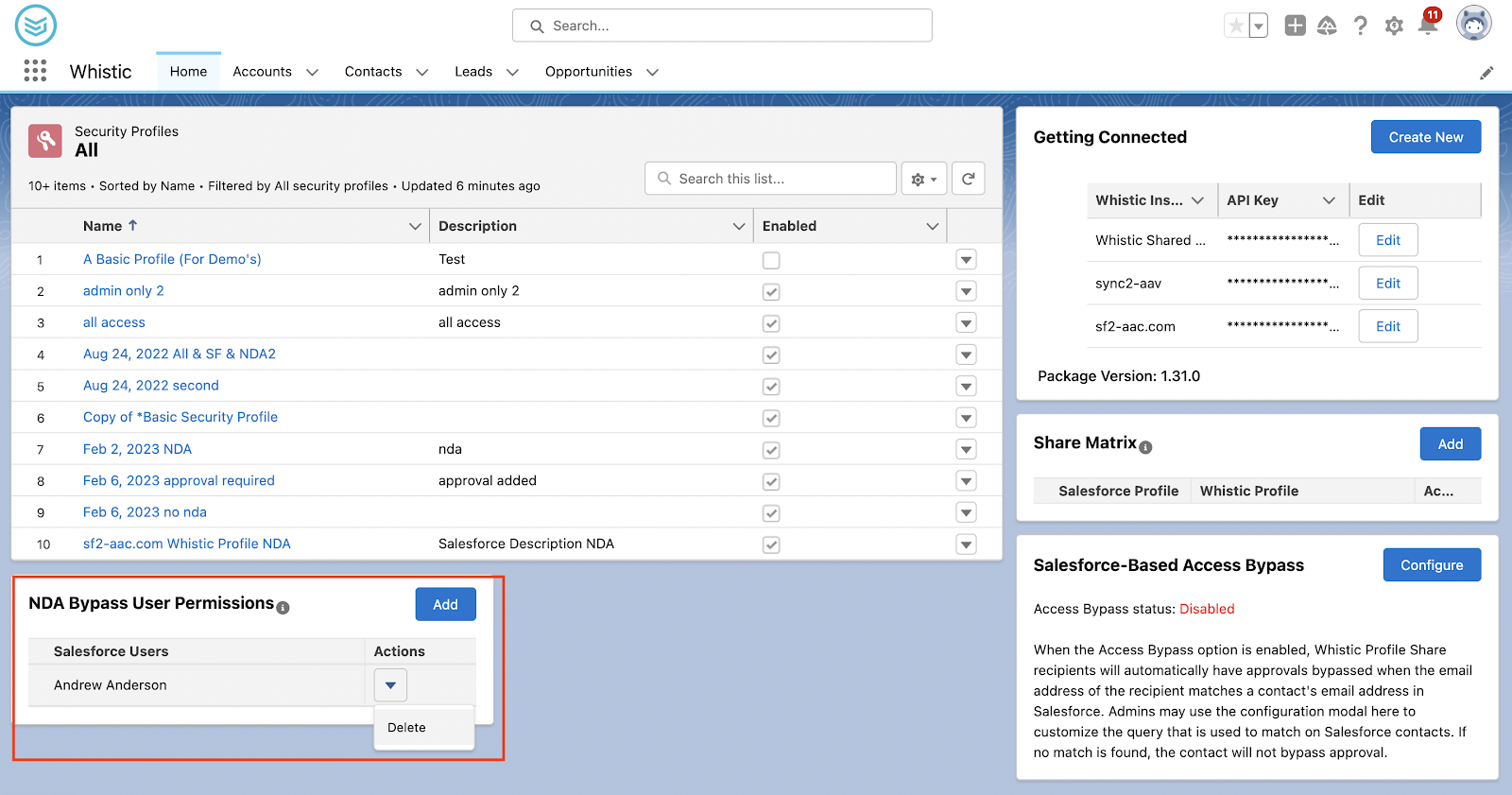 Salesforce Integration – Whistic