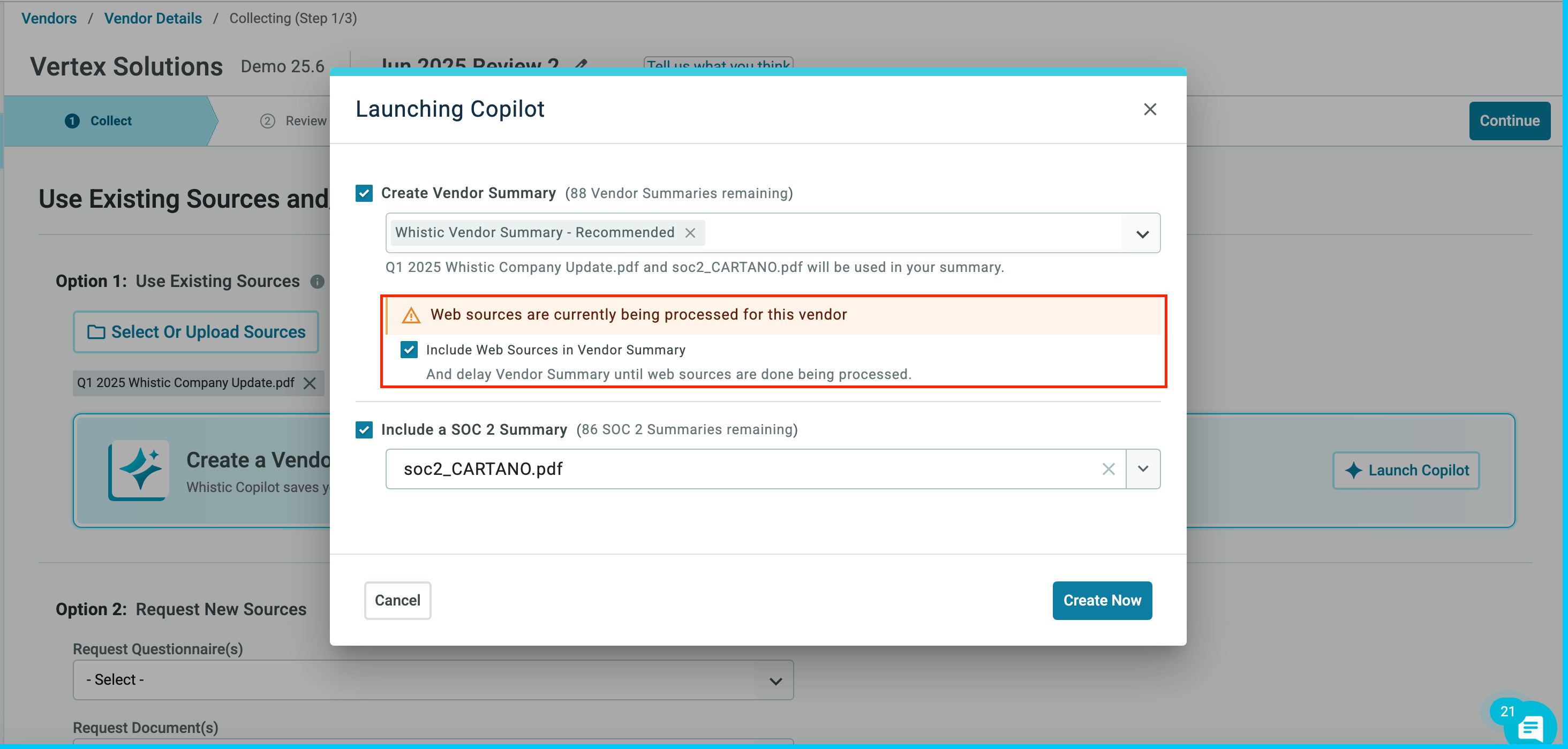 Web Sources for Vendor Summary – Whistic