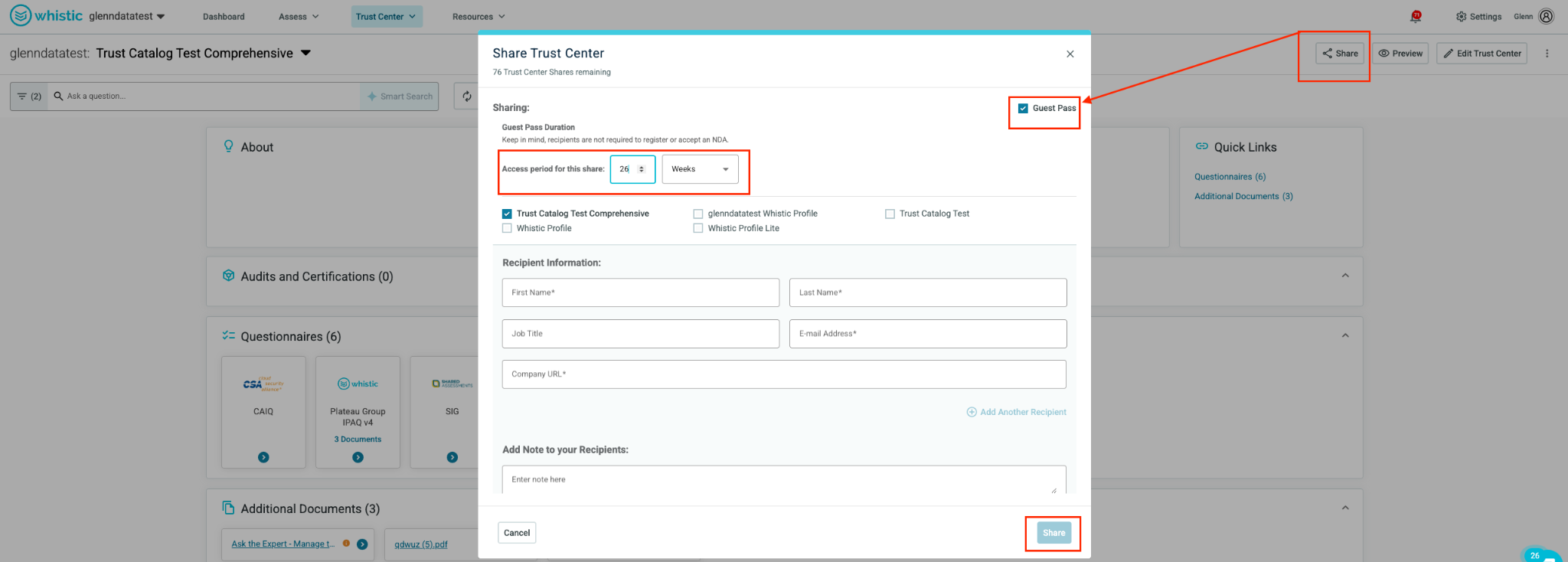 Understanding Trust Center Share Types & Key Features – Whistic