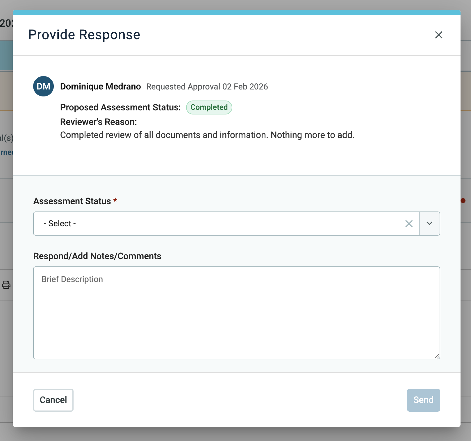 Assessment Approval – Whistic